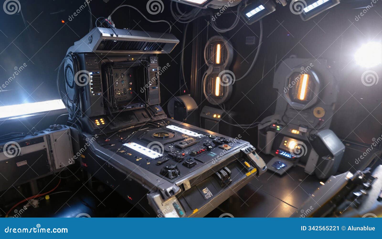 Futuristic Sci-Fi Control Room Console Stock Image - Image of screens ...