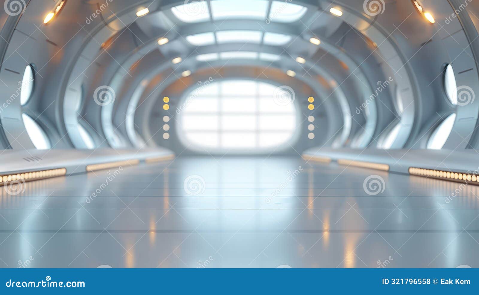 Futuristic Sci Fi Corridor with Neon Lights and Modern Architecture ...