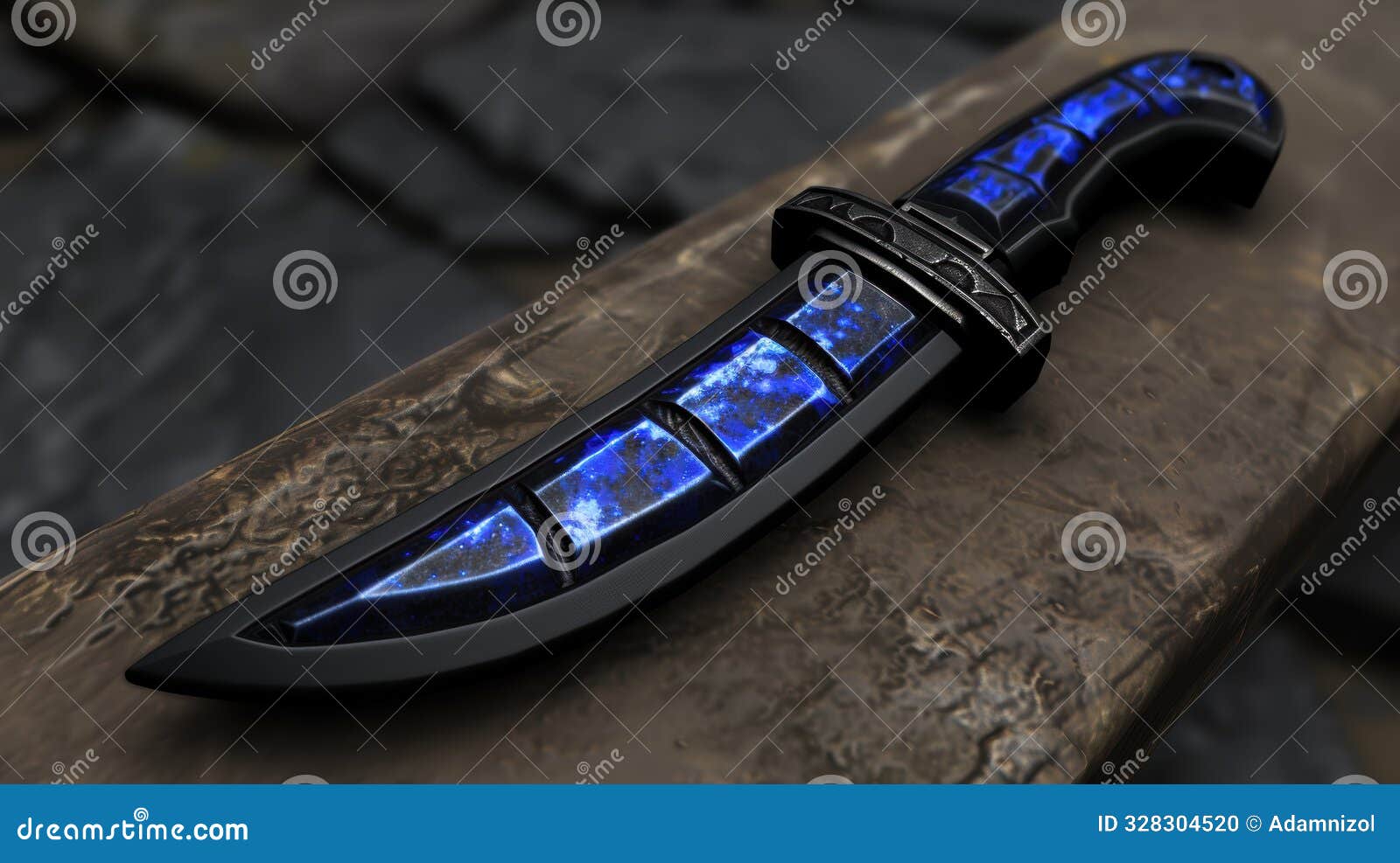 Futuristic Sci-fi Dagger with Glowing Blue Energy Stock Illustration ...