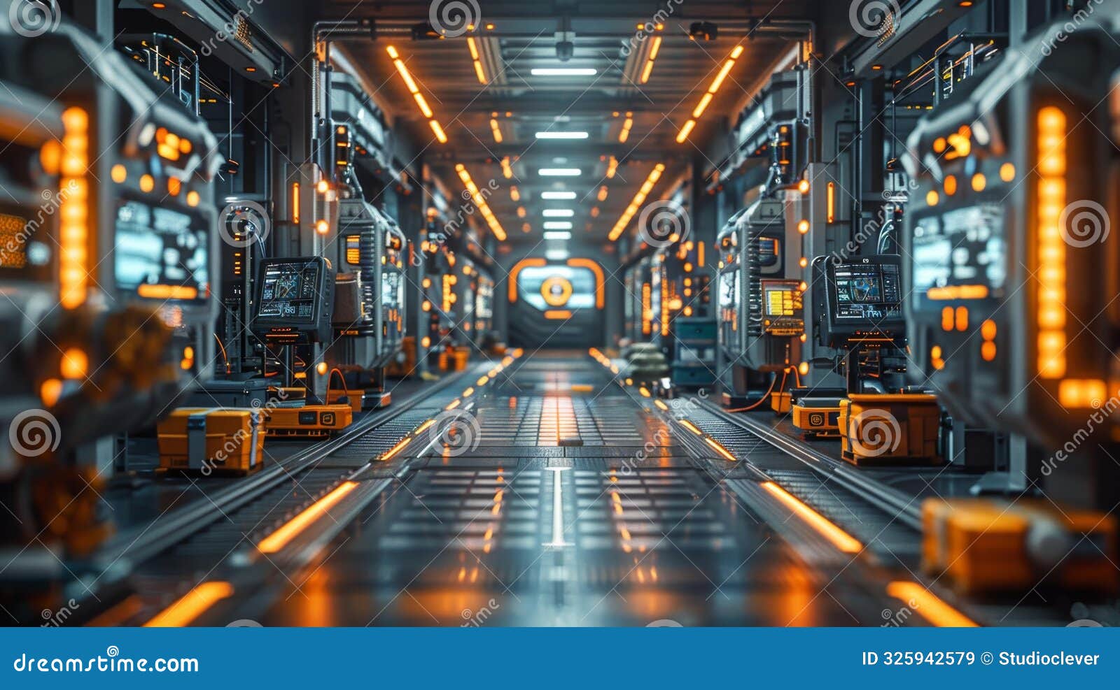 Futuristic Sci-Fi Data Center with Neon Lights - Generative AI Stock ...