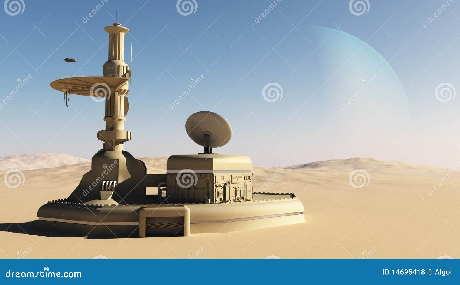 Futuristic Sci-Fi Desert Outpost Building Stock Illustration ...