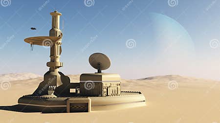 Futuristic Sci-Fi Desert Outpost Building Stock Illustration ...