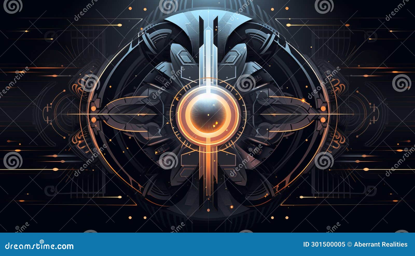 Futuristic Sci-fi Design with a Glowing Orb in the Center Stock ...