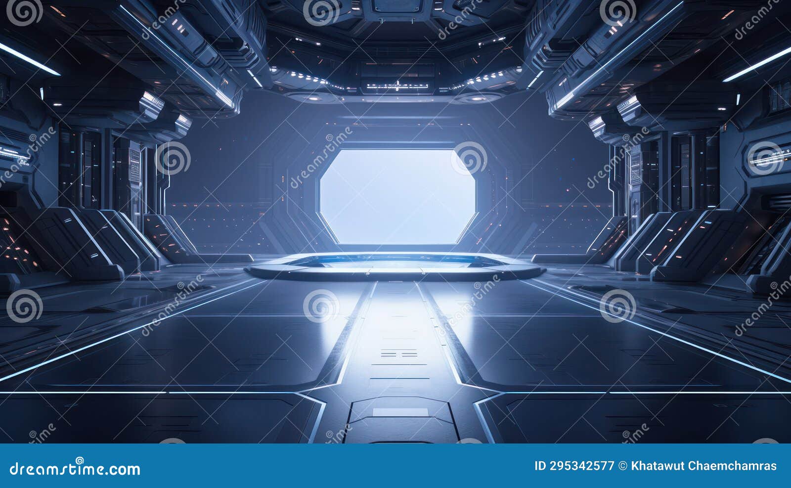 Futuristic Sci-Fi Door in Cosmic Space - Interstellar Gateway Stock ...