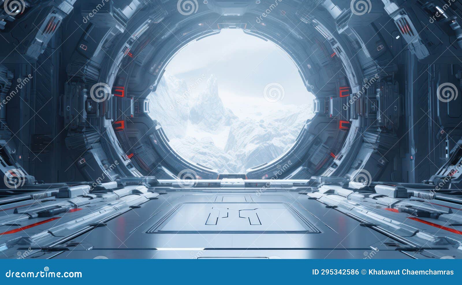 Futuristic Sci-Fi Door in Cosmic Space - Interstellar Gateway Stock ...