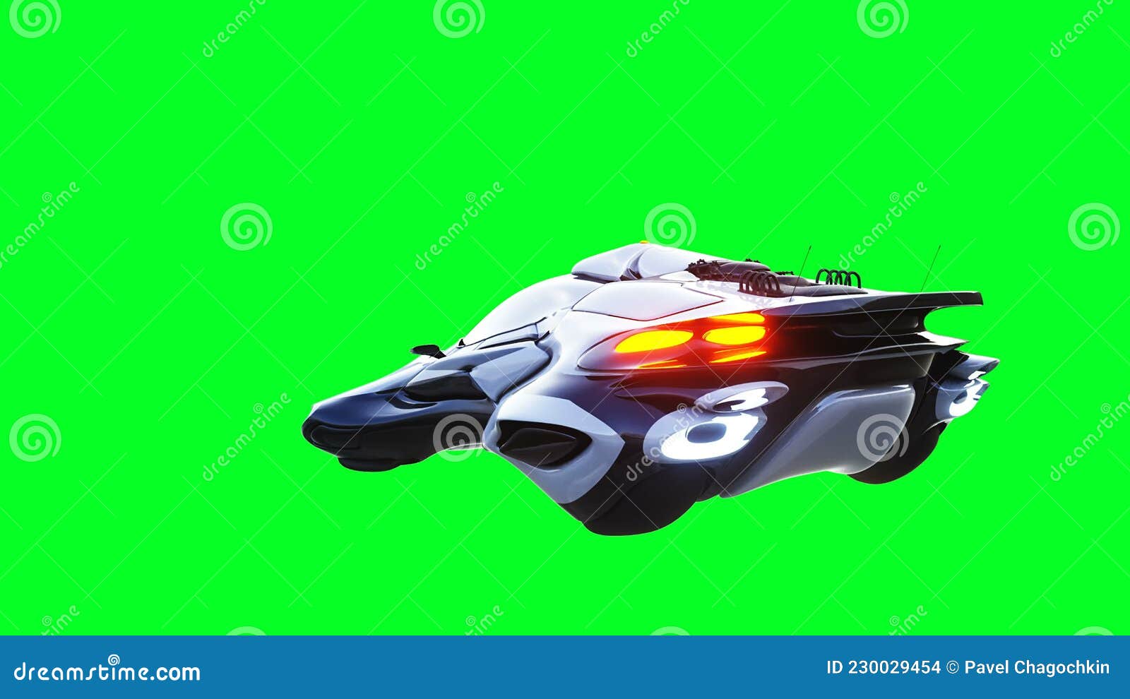 Futuristic Sci Fi Flying Car. Realistic 4k Green Screen Animation ...