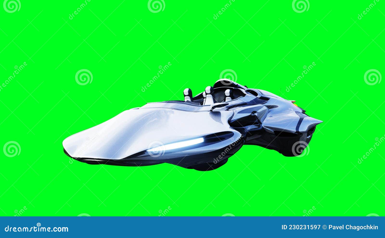 Futuristic Sci Fi Flying Car, Ship. Green Screen Isolate. 3d Rendering ...
