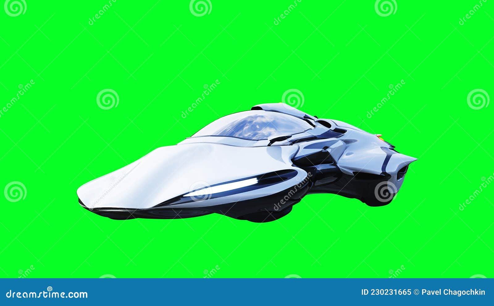 Futuristic Sci Fi Flying Car, Ship. Green Screen Isolate. 3d Rendering ...