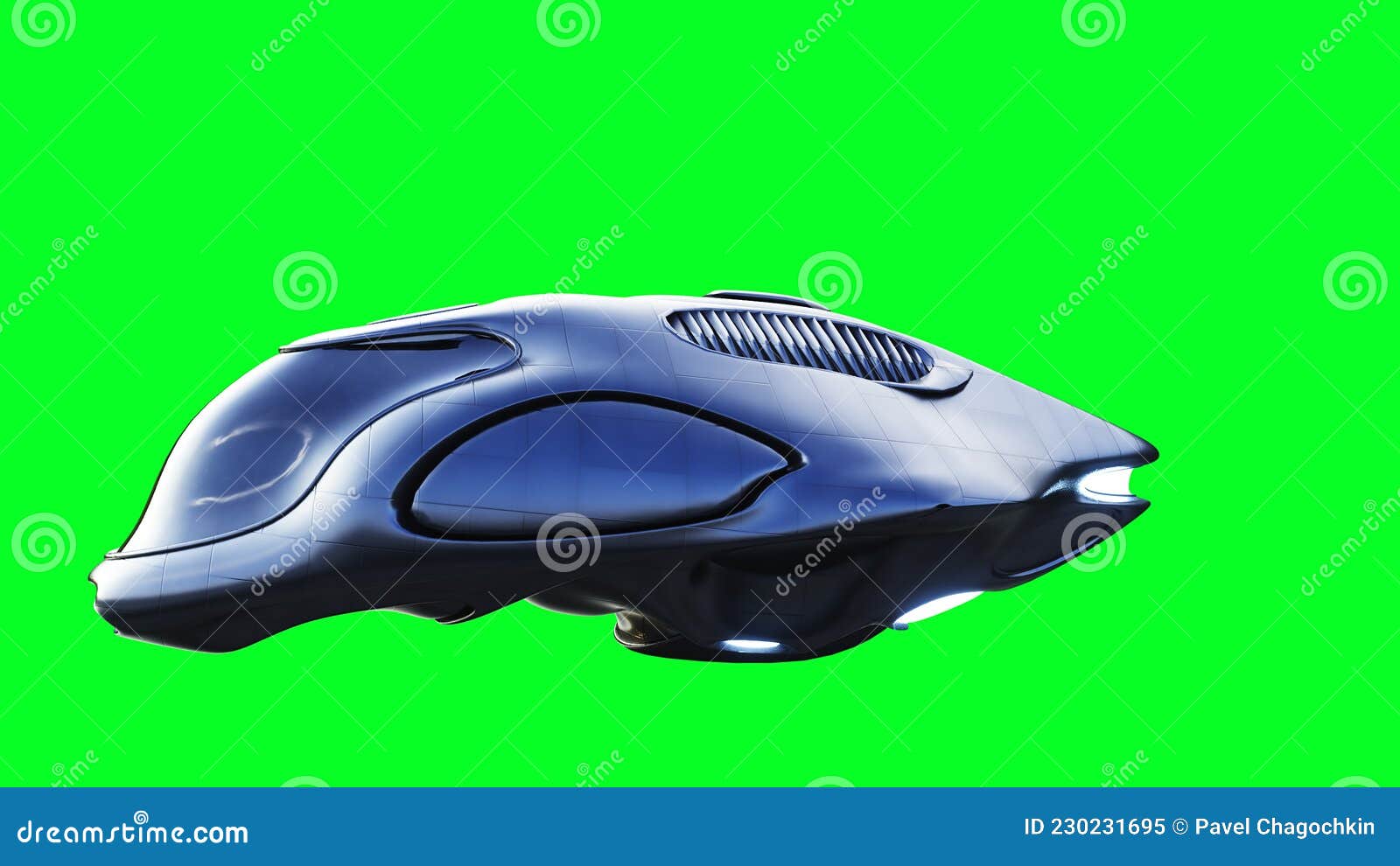 Futuristic Sci Fi Flying Car, Ship. Green Screen Isolate. 3d Rendering ...