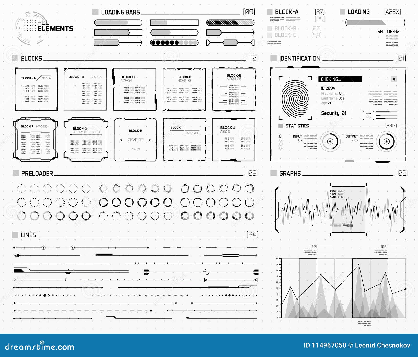 Futuristic Sci-Fi HUD Elements Set Stock Vector - Illustration of ...