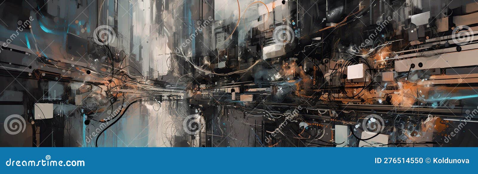 Futuristic, Sci-fi-inspired Collage Featuring Abstract Shapes, Circuit ...