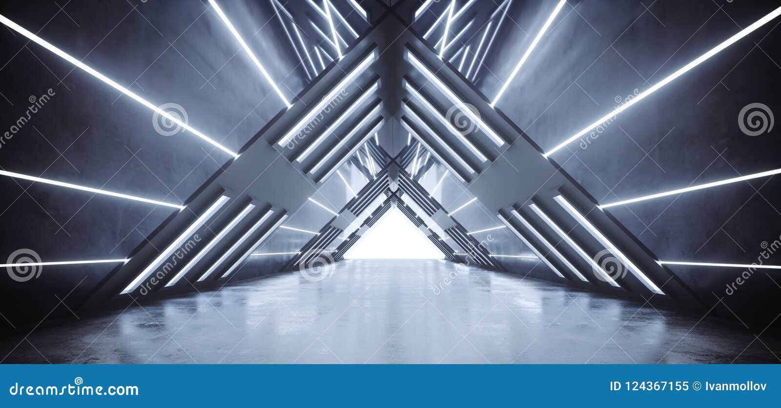 Futuristic Sci-Fi Interior Ship Empty Triangle Shaped Multiple L Stock ...