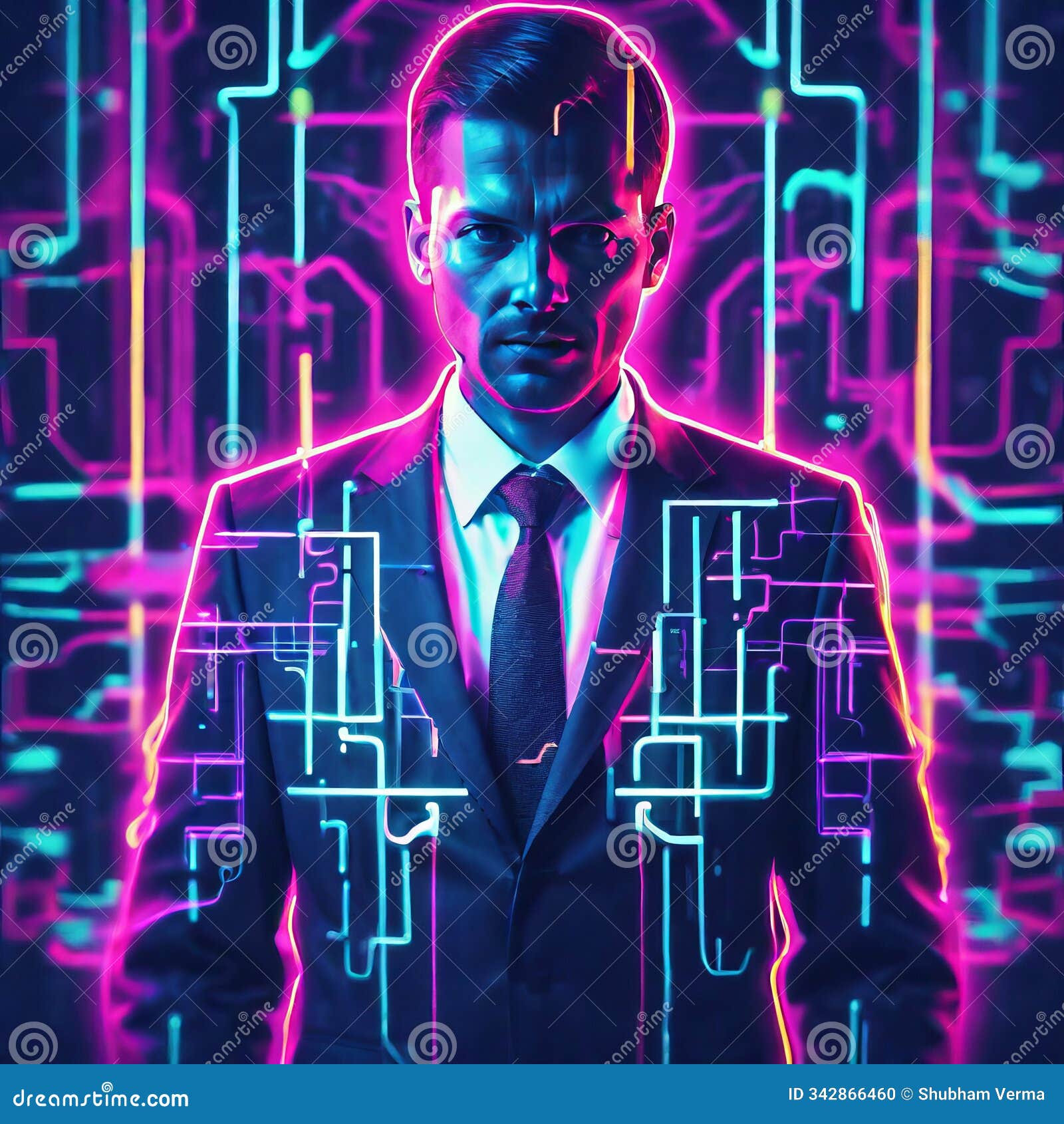 Futuristic Sci - Fi Man with Technology , Future Concept Digital Data ...