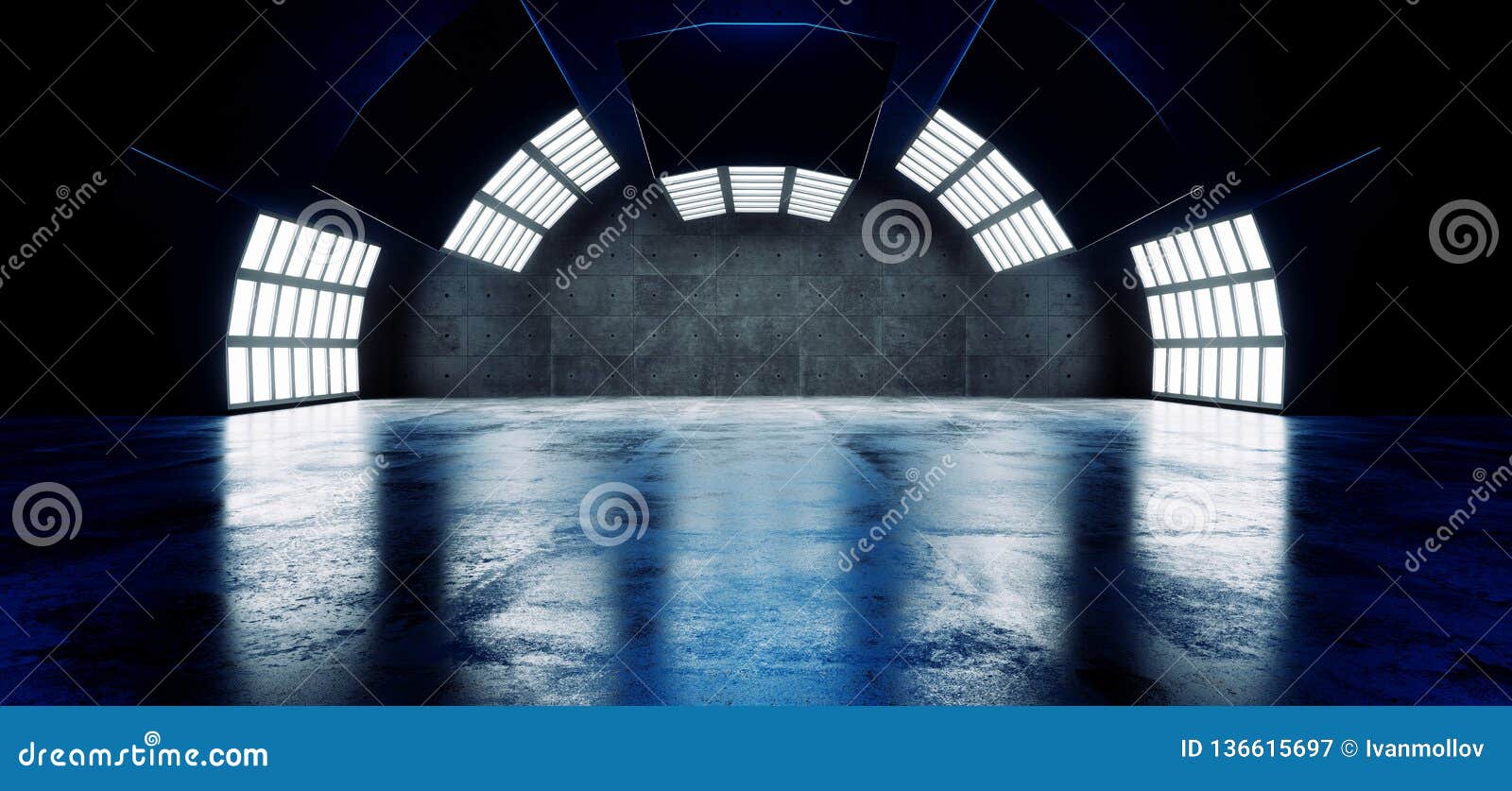 Futuristic Sci Fi Modern Empty Big Hall Dark Grunge Reflective Concrete ... Futuristic Sci Fi Modern Empty Big Hall Dark Grunge Reflective Concrete ...