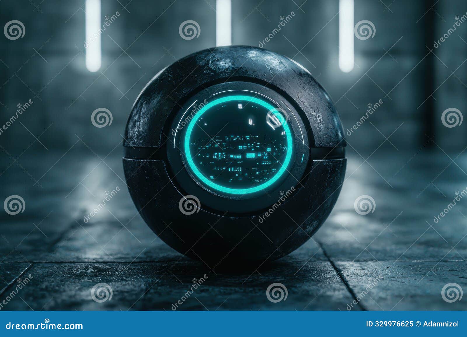Futuristic Sci-Fi Orb with Glowing Display Stock Illustration ...