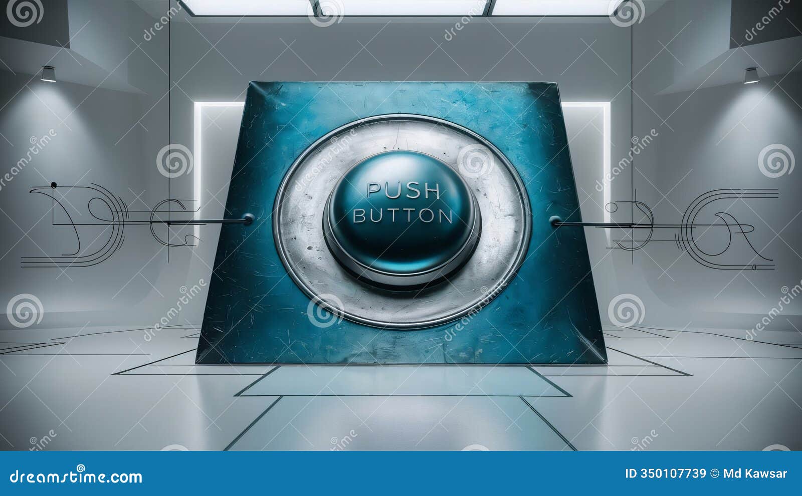 Futuristic Sci-Fi Push Button Interface, Teal High Quality Image Stock ...