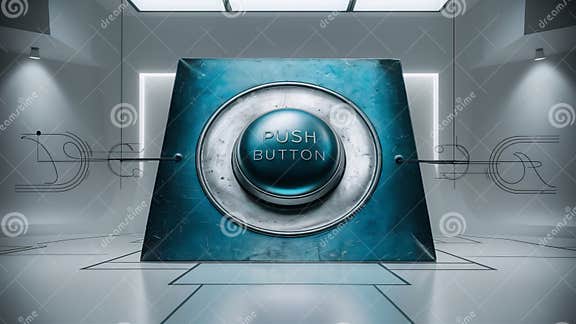 Futuristic Sci-Fi Push Button Interface, Teal High Quality Image Stock ...
