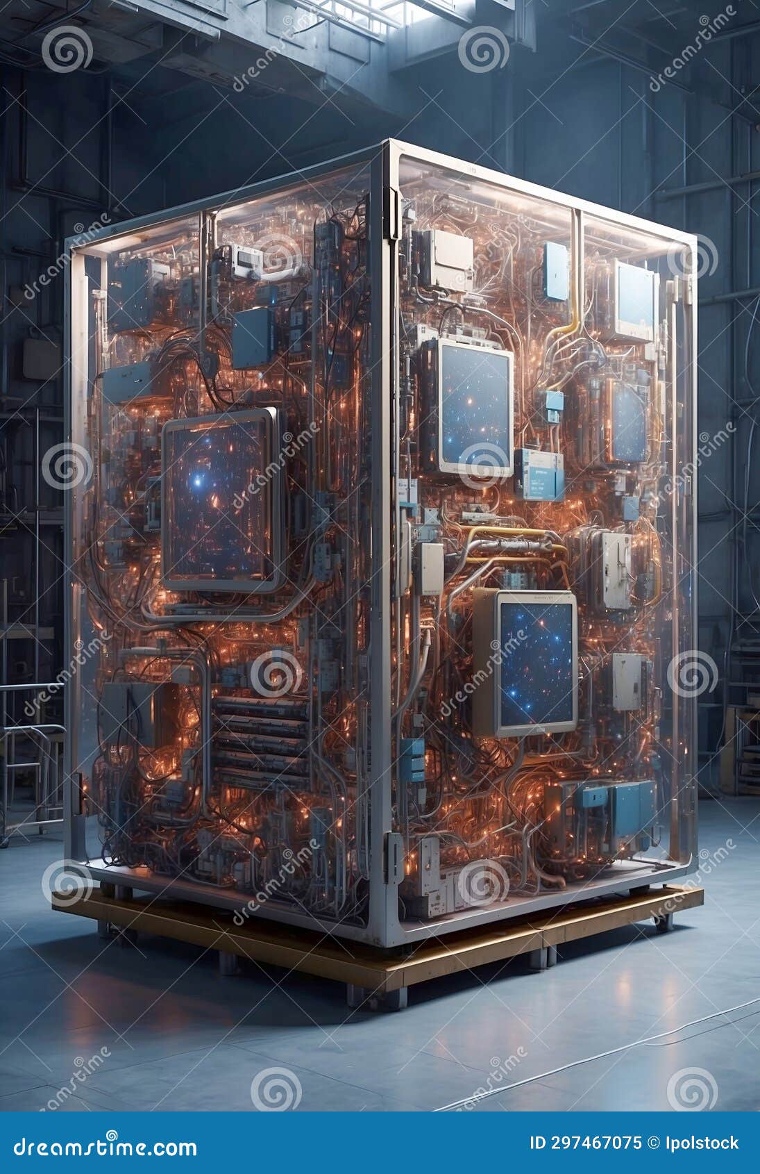 Futuristic Sci Fi Quantum Supercomputer Suitable For Technology