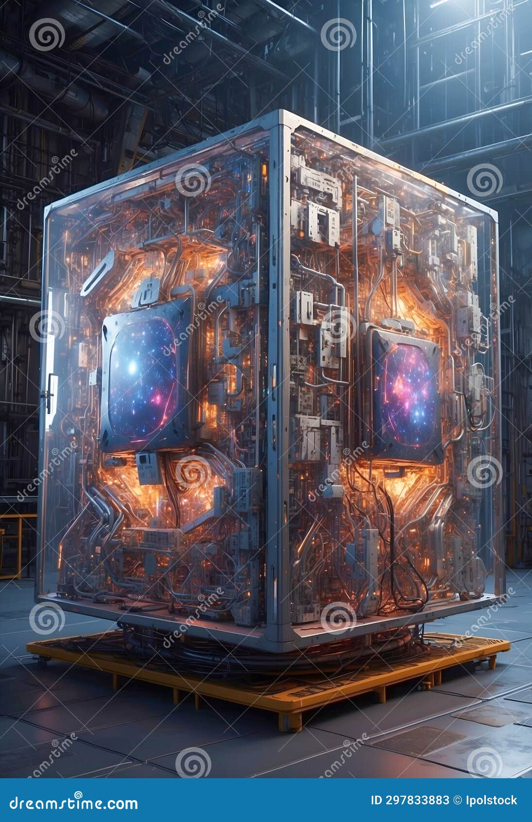 Futuristic Sci-fi Quantum Supercomputer. Suitable for Technology, Future Computing, Innovation ...