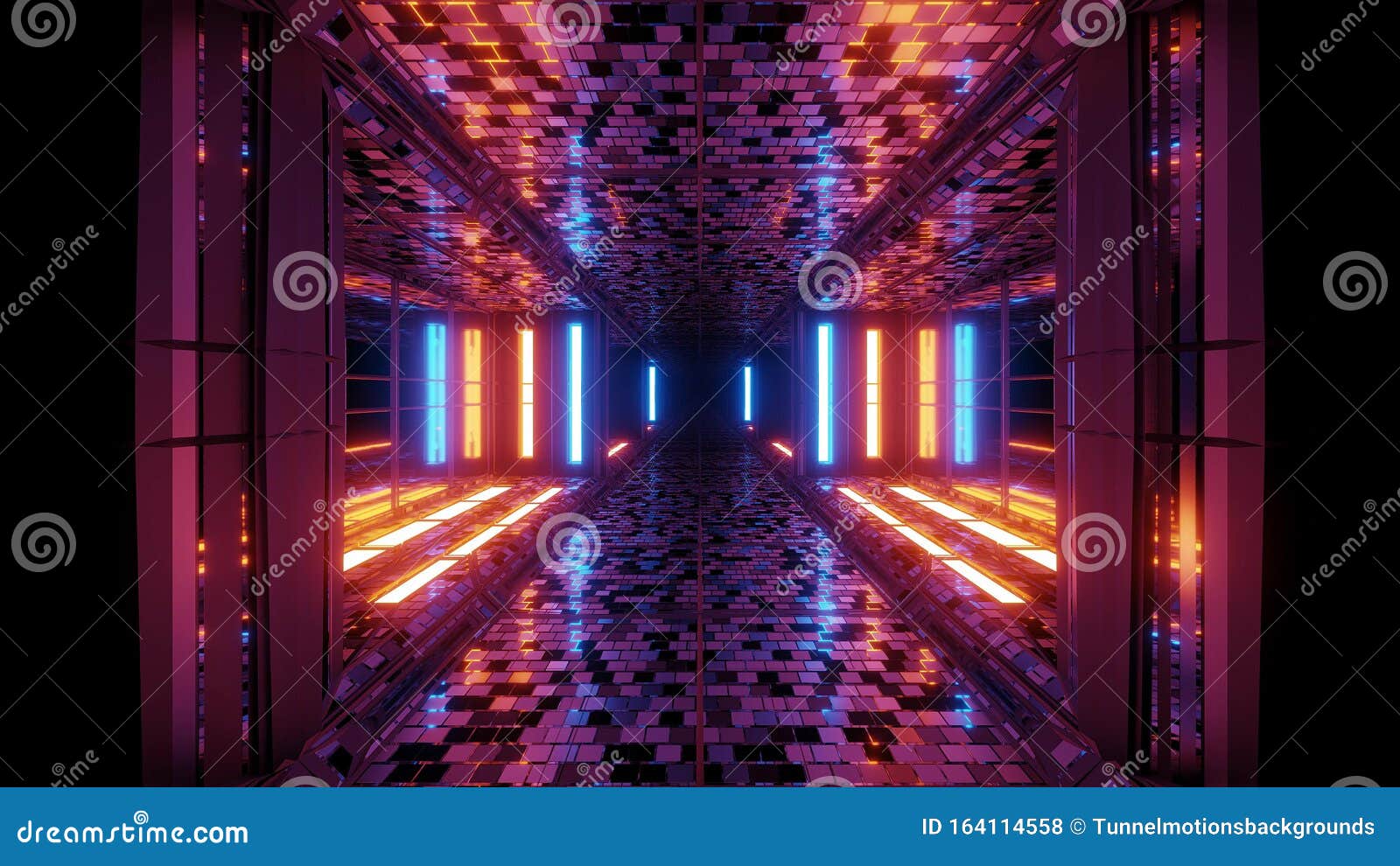 Futuristic Sci-fi Space Tunnel Corridor with Bricks Texture 3d ...