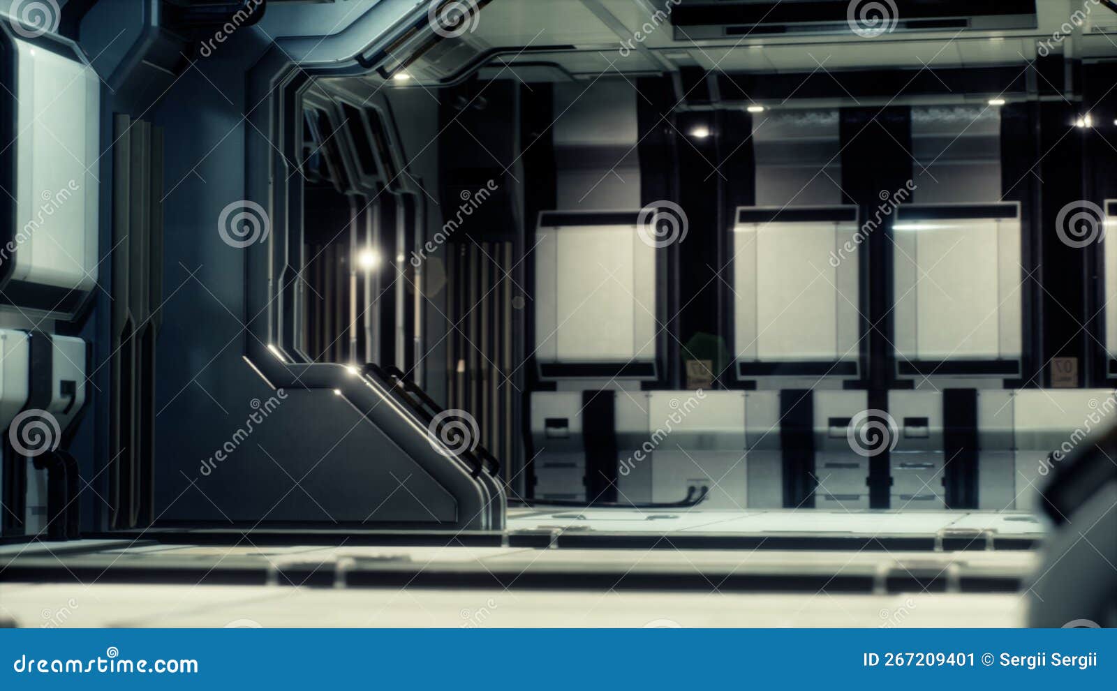 Futuristic Sci Fi Spaceship Interior Stock Illustration - Illustration ...
