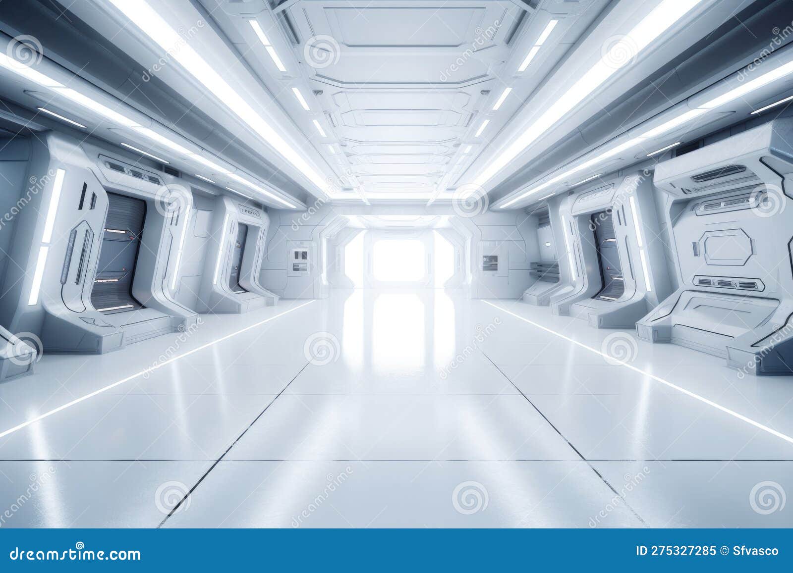 Futuristic Sci-fi Wall Background Wall Spaceship Interior Tunnel with ...