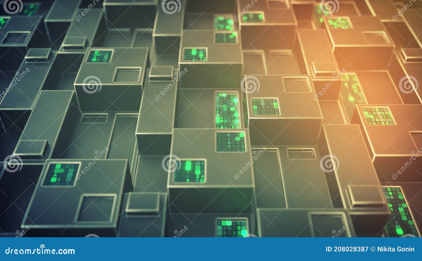 Futuristic Sci-fi Wall with Digital HEX Code 3D Render Stock Illustration - Illustration of ...