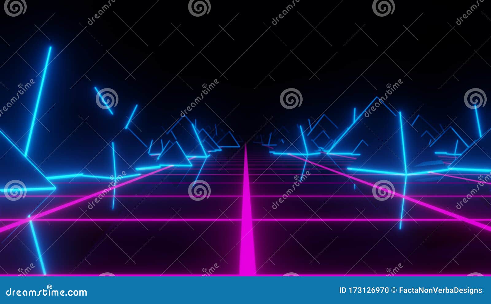 Futuristic Sci Fi Wireframe Landscape 3d Rendering Illustration ...