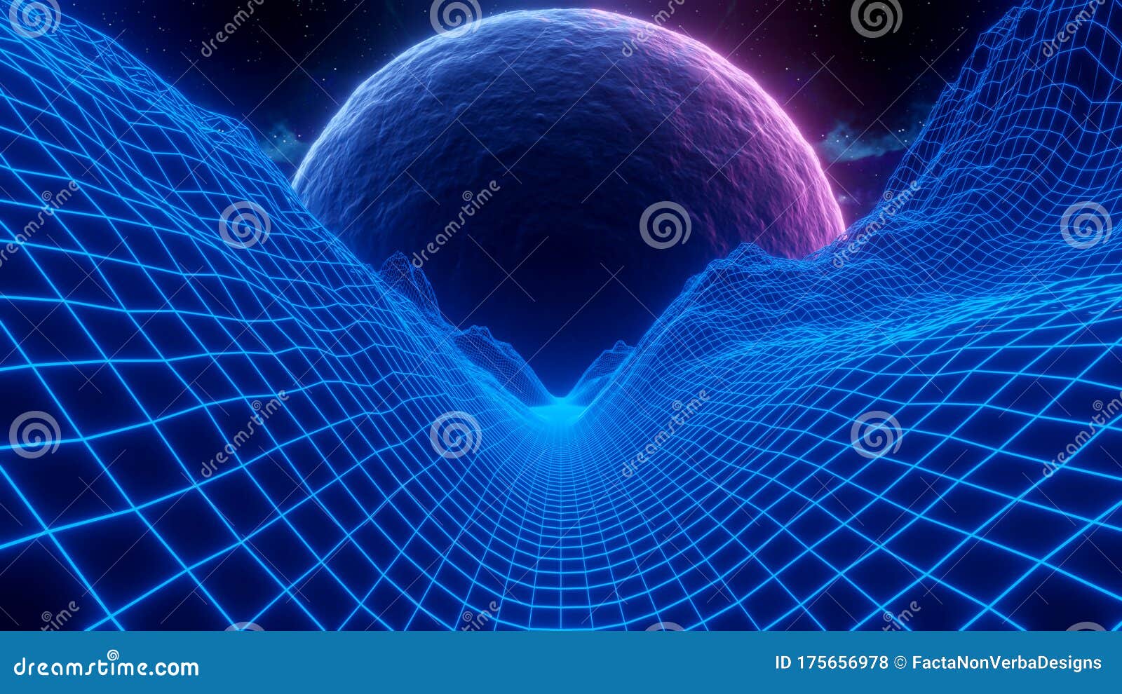 Futuristic Sci Fi Wireframe Landscape 3d Rendering Illustration ...