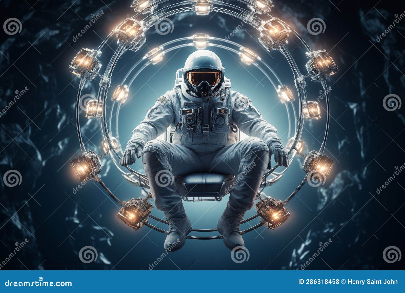 Futuristic Science: Astronaut in Zero Gravity Stock Illustration ...