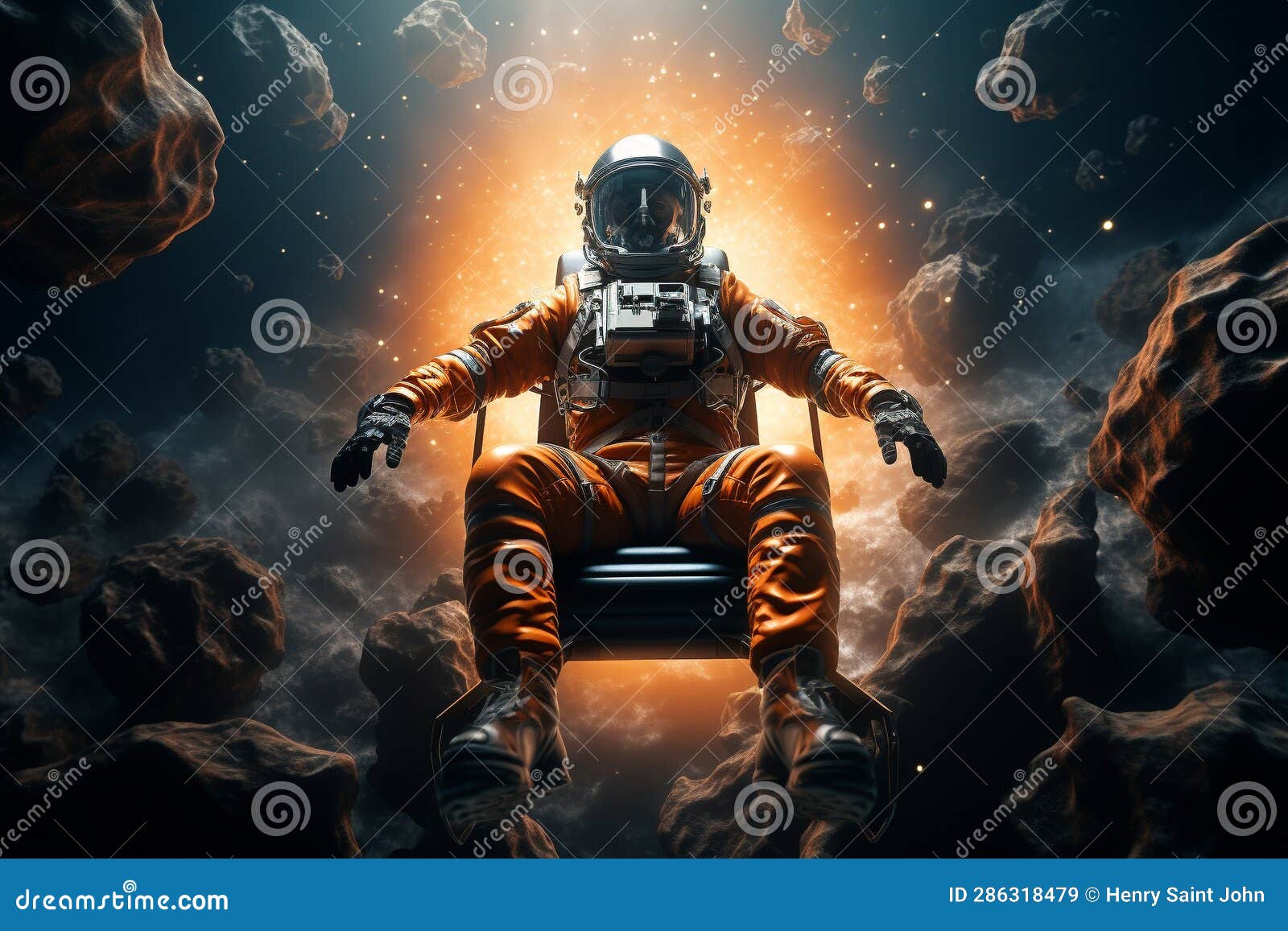 Futuristic Science: Astronaut in Zero Gravity Stock Illustration - Illustration of outer ...