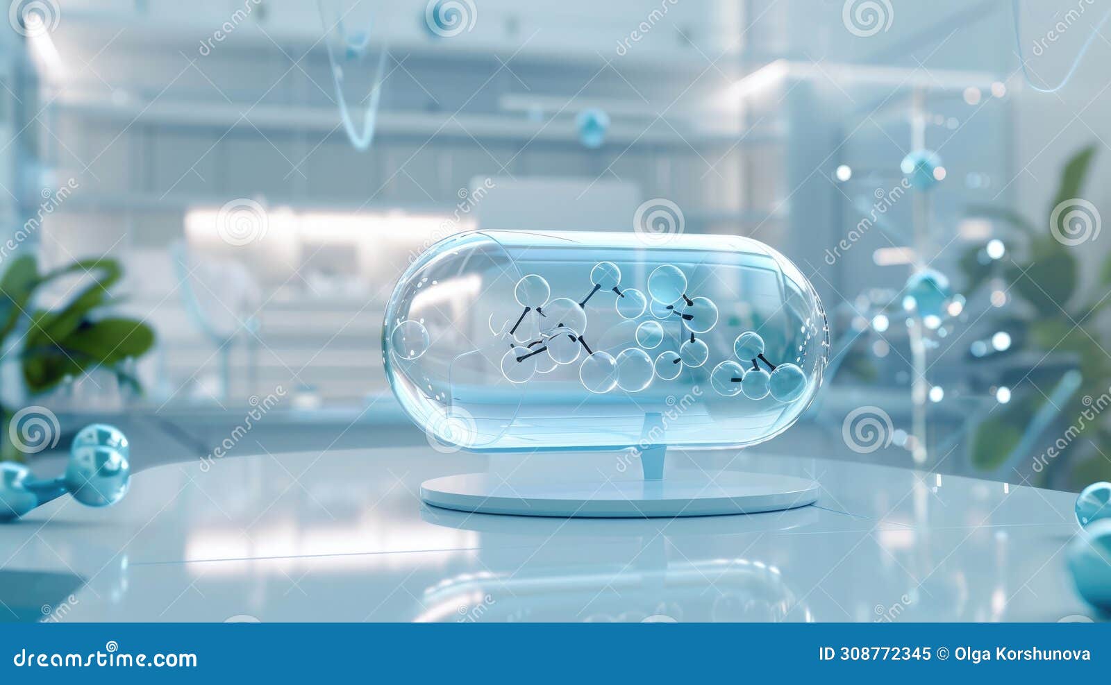 Futuristic Science Capsule Displaying Molecular Structure Stock Image ...