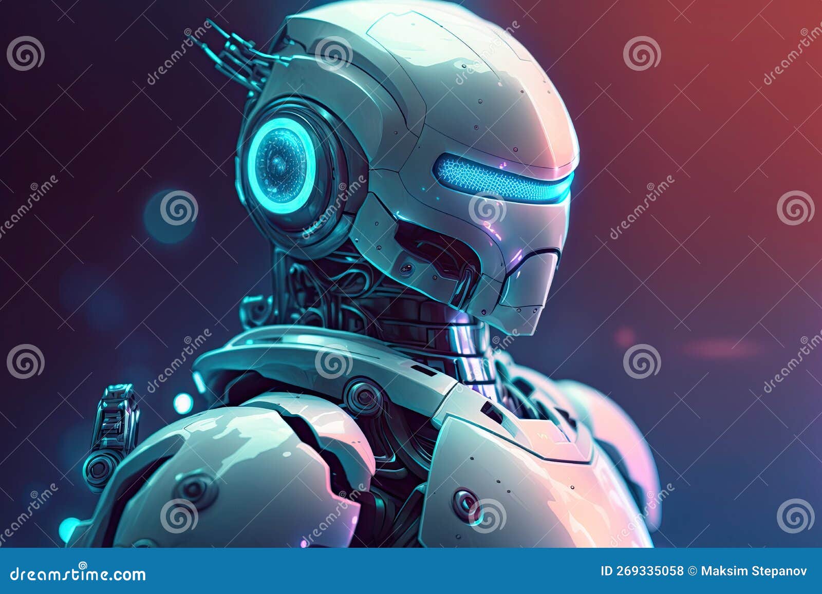Futuristic Science Fiction Android Portrait. Modern Design. Created ...