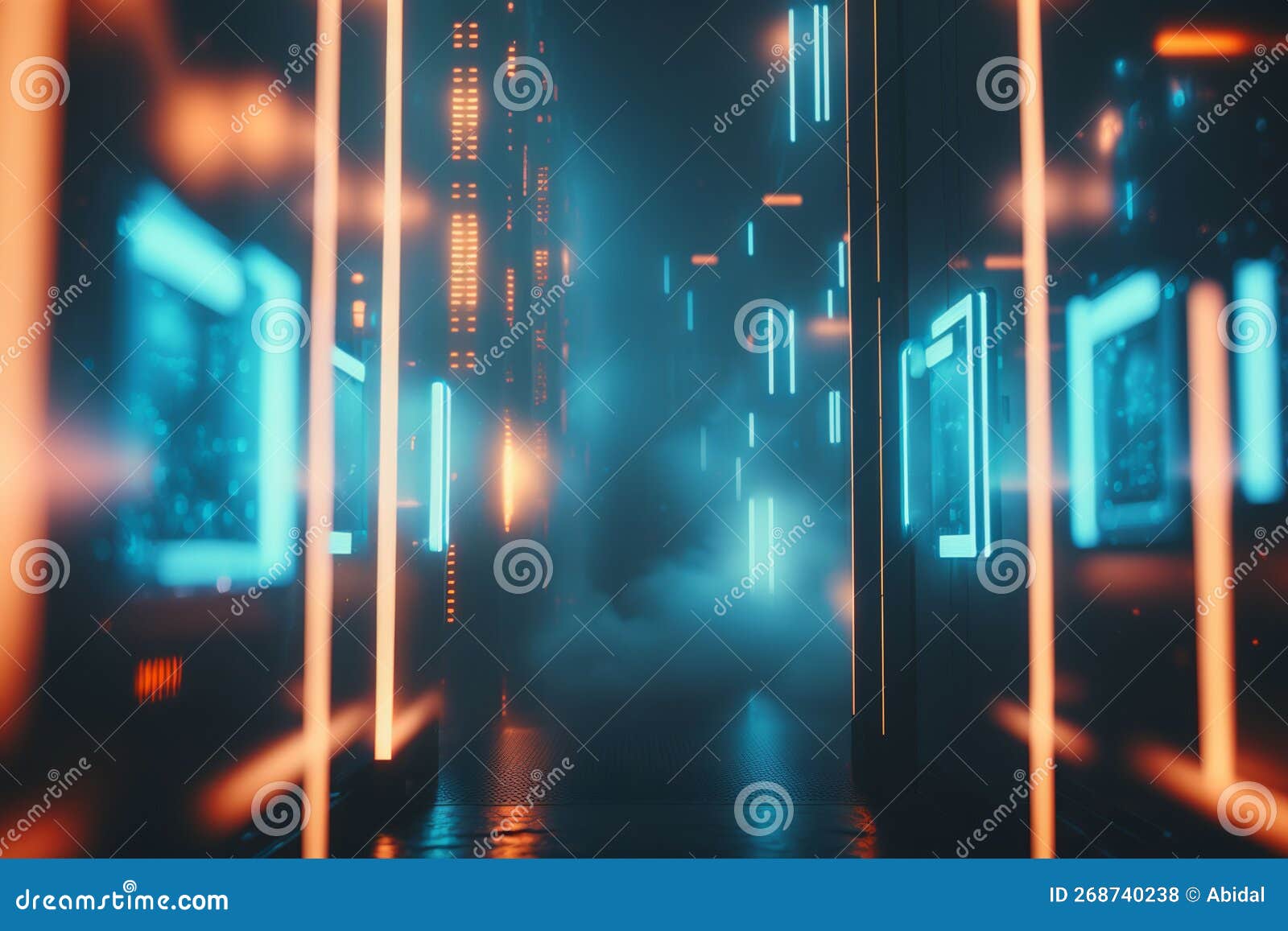 Futuristic Science Fiction Corridor Scene Sci-fi with Neon Lights and ...