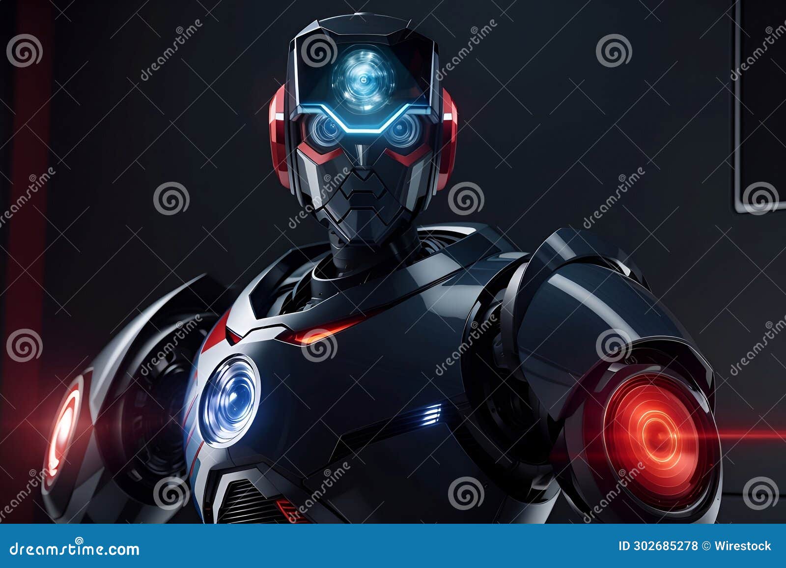 Futuristic, Science Fiction-inspired Humanoid Robot in a Dark Setting ...