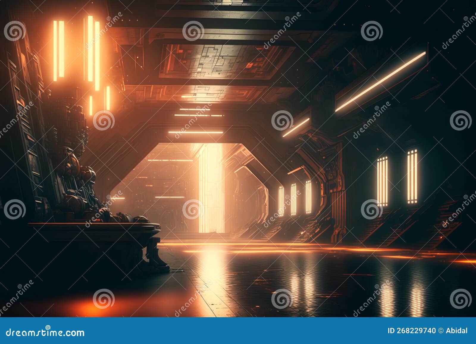 Futuristic Science Fiction Space Scene Sci-fi Render Spaceship ...