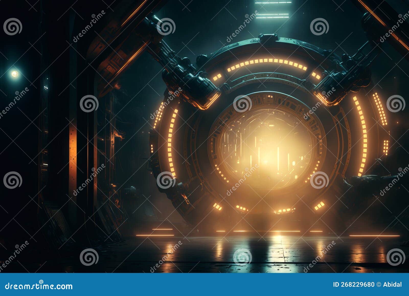 Futuristic Science Fiction Space Scene Sci-fi Render Spaceship ...
