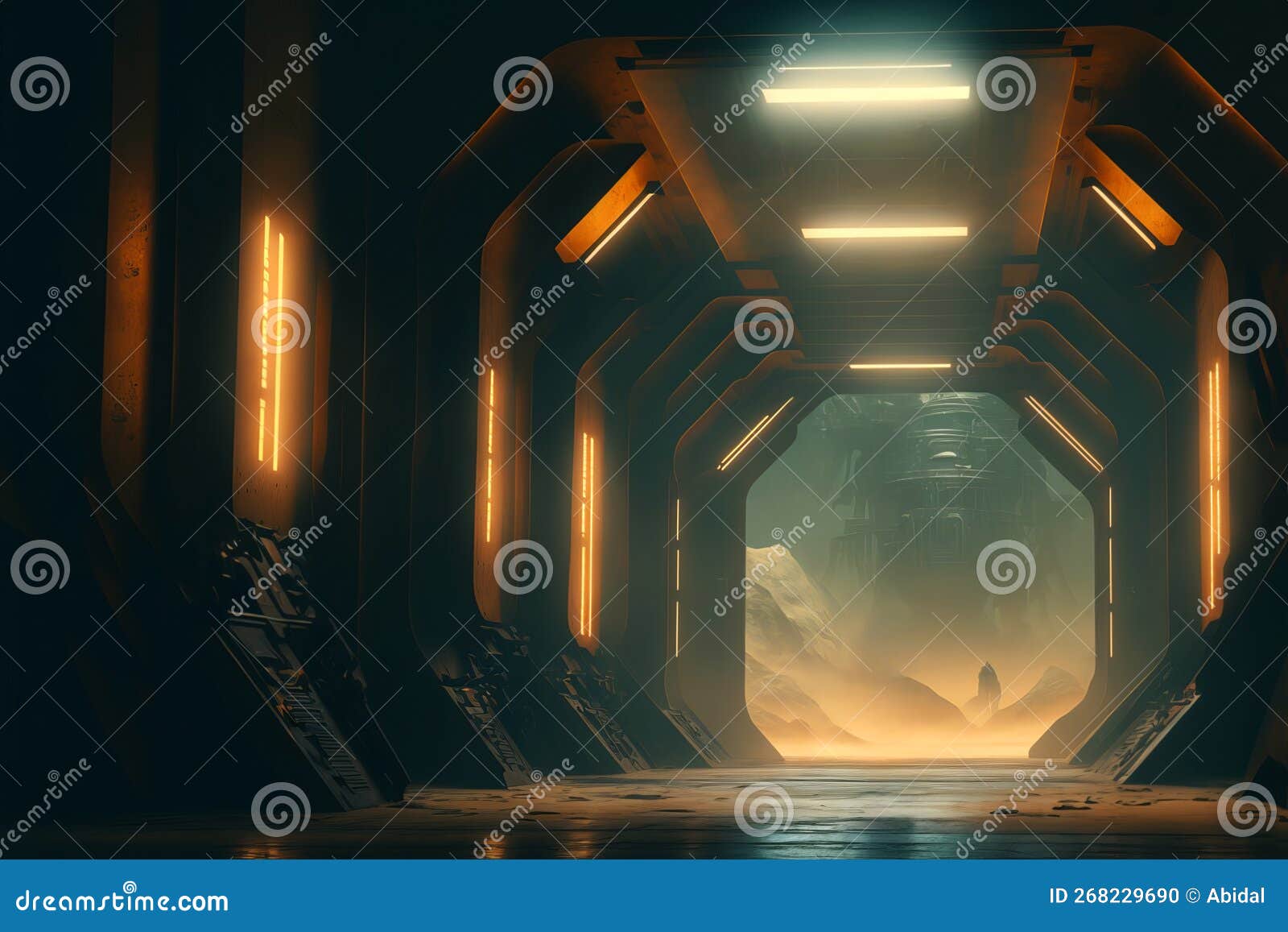 Futuristic Science Fiction Space Scene Sci-fi Render Spaceship ...