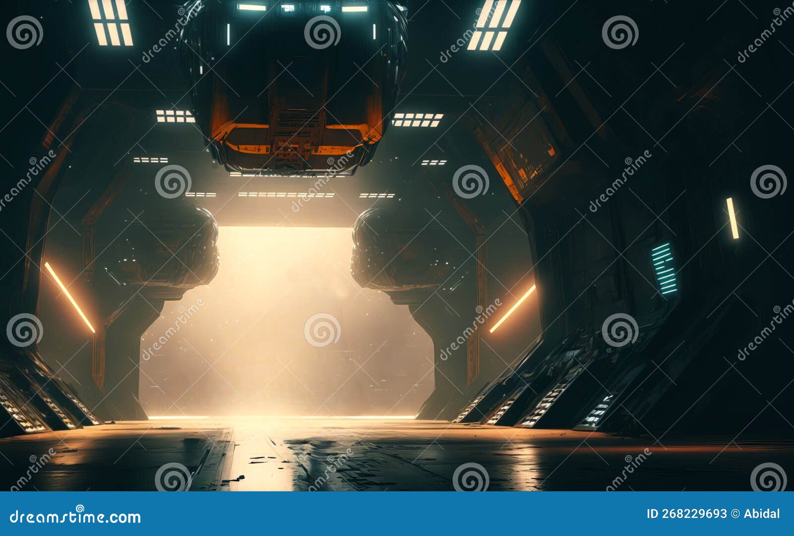 Futuristic Science Fiction Space Scene Sci-fi Render Spaceship ...