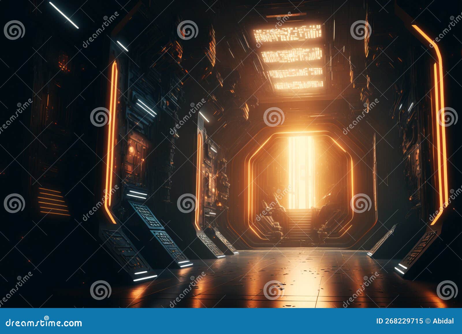 Futuristic Science Fiction Space Scene Sci-fi Render Spaceship ...