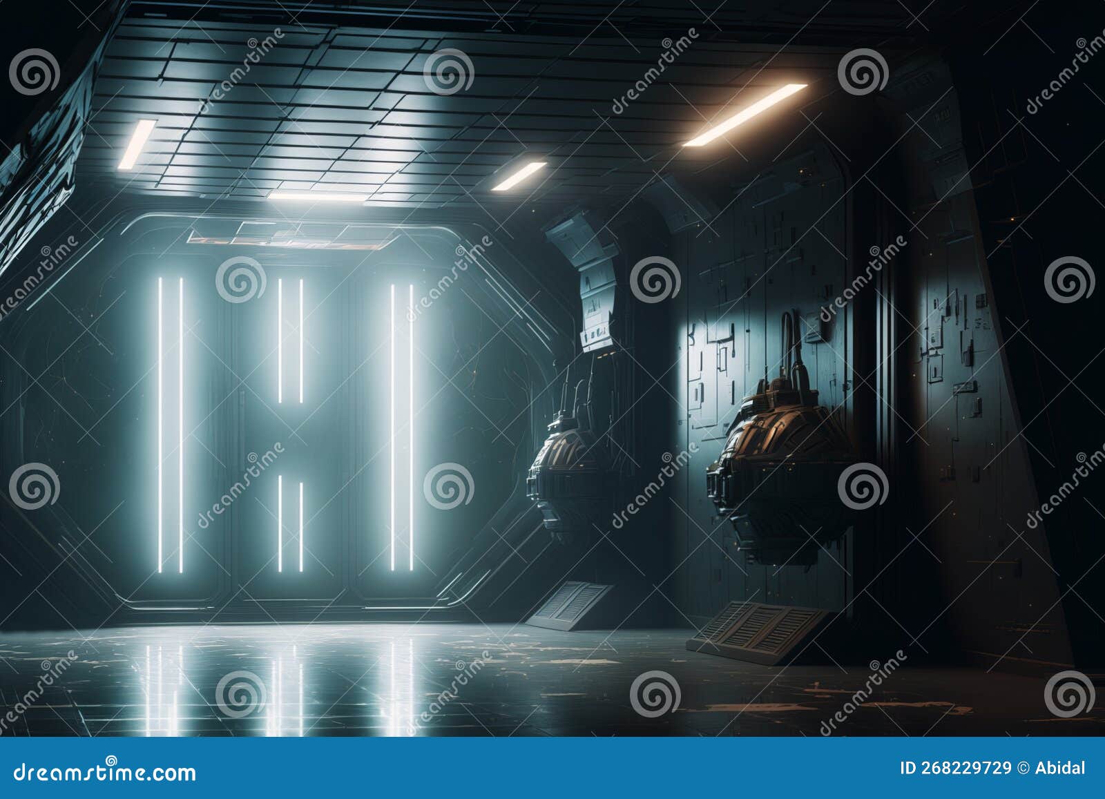 Futuristic Science Fiction Space Scene Sci-fi Render Spaceship ...
