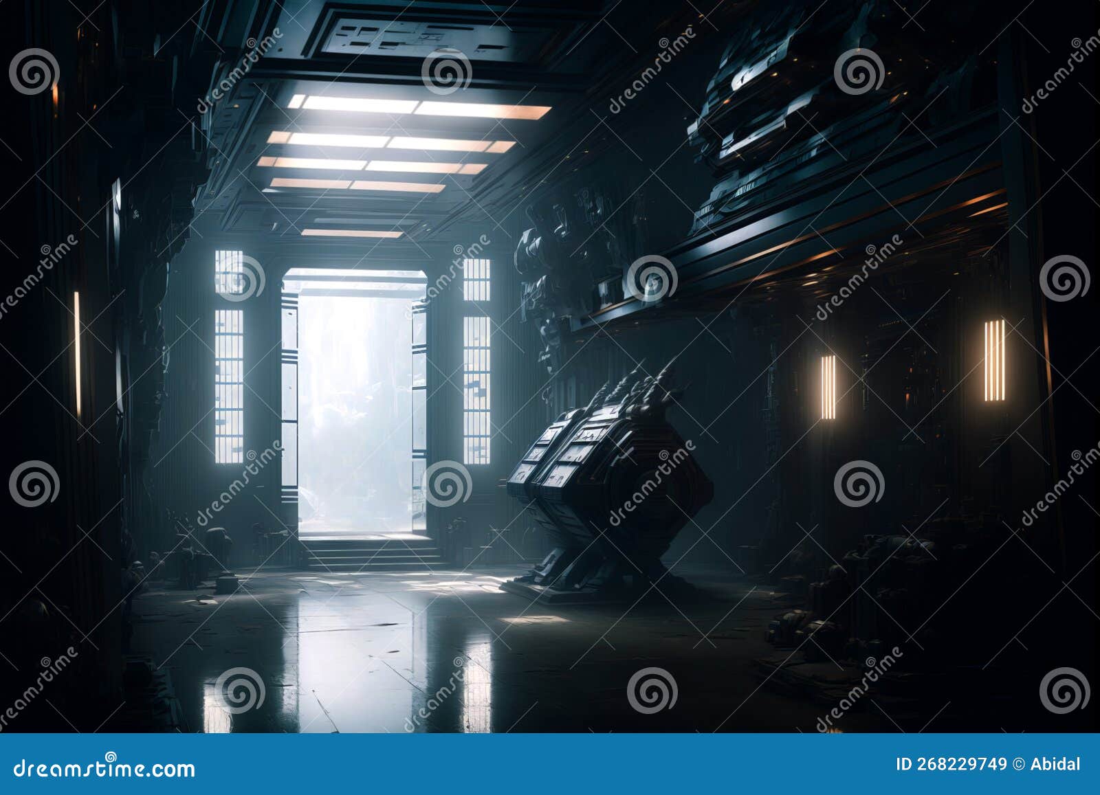 Futuristic Science Fiction Space Scene Sci-fi Render Spaceship ...