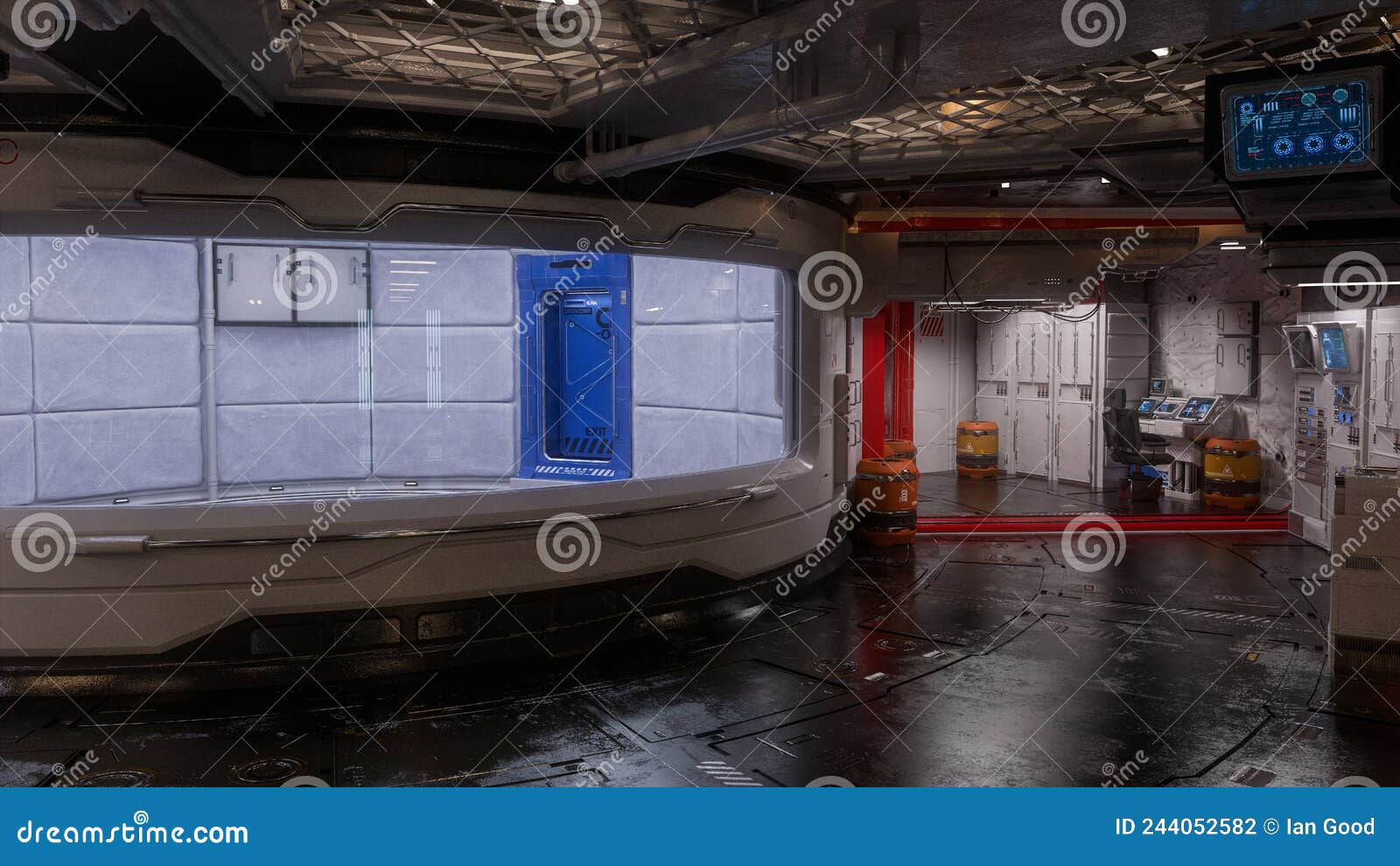 Futuristic Science Fiction Technology Lab with Containment Cell. 3D ...