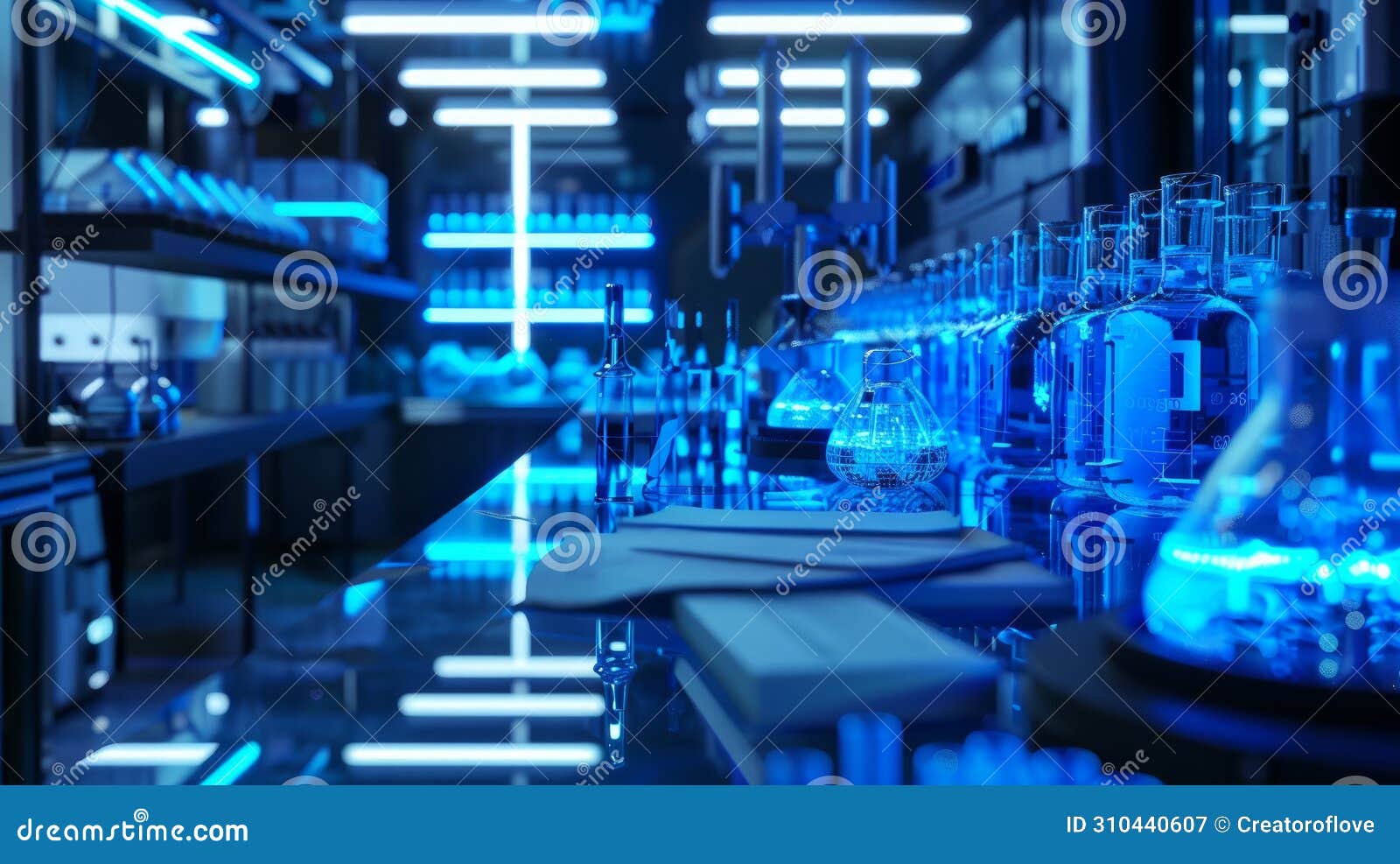 Futuristic Science Laboratory Background with Equipments Stock ...