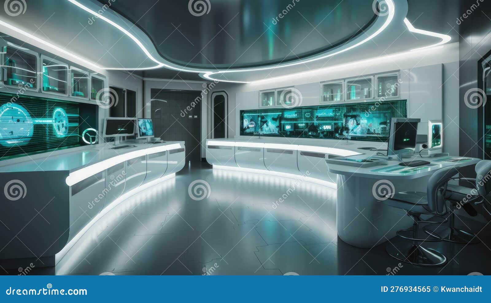 Futuristic Science Laboratory Room Interior with Empty Chairs ...
