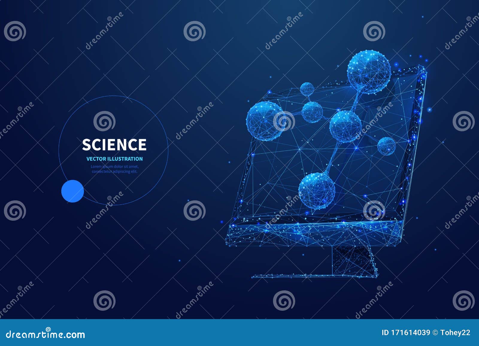 Futuristic Science Low Poly Wireframe Banner Vector Template Stock ...