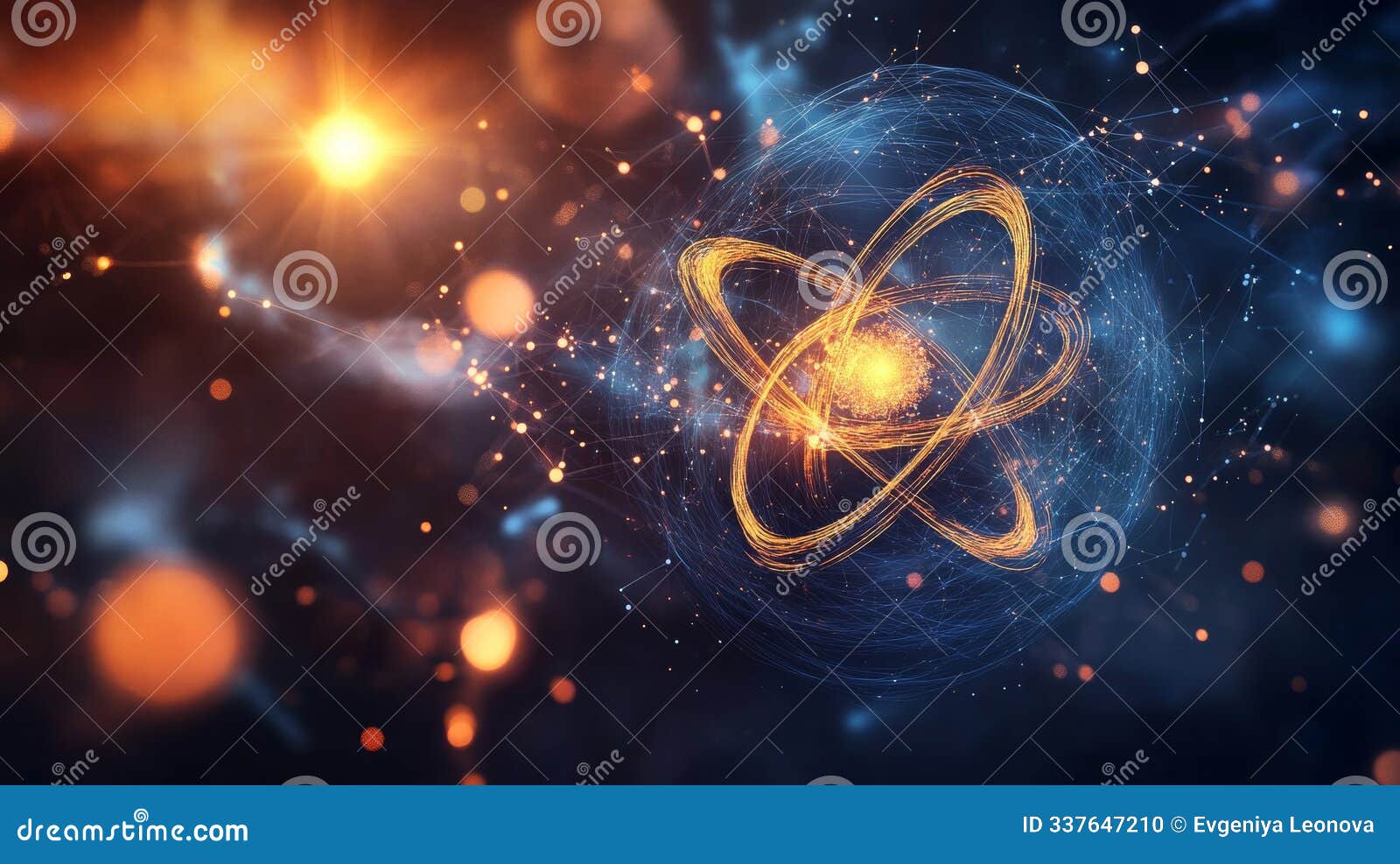 Futuristic Science Technology Background Featuring an Atom Model with ...