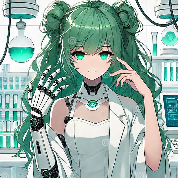 Futuristic Scientist with Mechanical Hands Stock Illustration ...