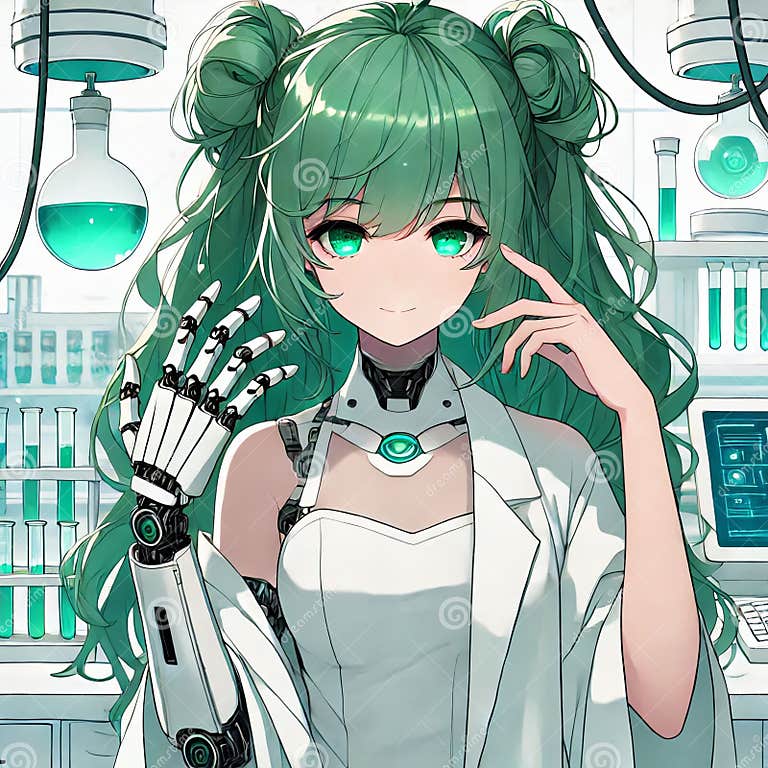 Futuristic Scientist with Mechanical Hands Stock Illustration ...