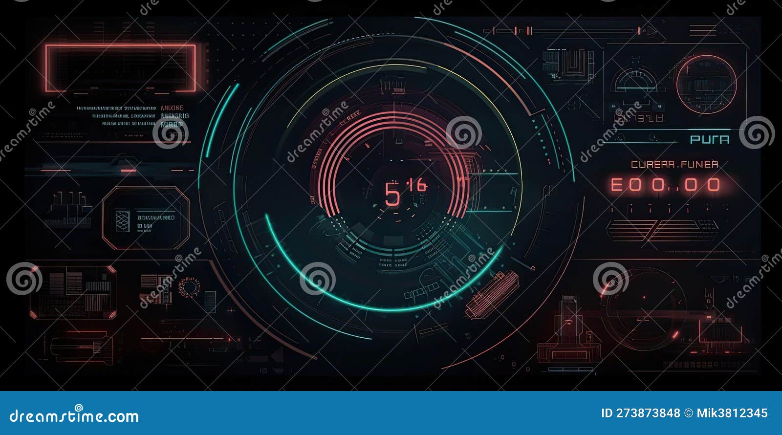 Futuristic Scifi Hud Panel Control Stock Illustration - Illustration of ...